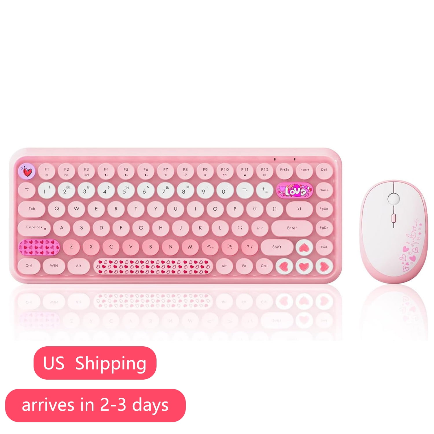 AJAZZ 308i Wireless Keyboard and Mouse Set, Retro Typewriter with Cute ...