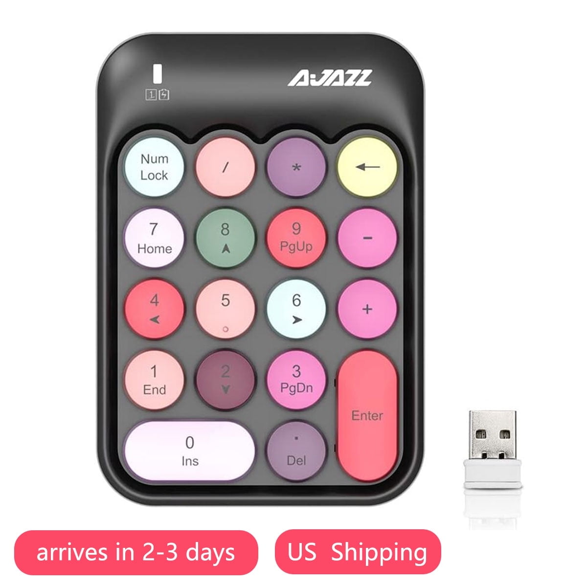 AJAZZ AK18 2.4GHz Wireless Numeric Keypad, 18 Keys Retro Typewrite ...