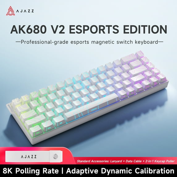 AJAZZ AK680 V2/AK680 MAX Magnetic Switch Mechanical Keyboard 60% Rapid Trigger 0.01mm 8K Return ...