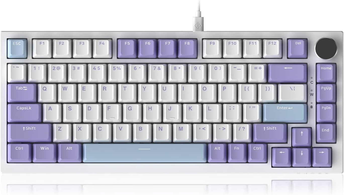AJAZZ AK820 Mechanical Keyboard with CNC Knob Control, 75% ANSI Layout ...