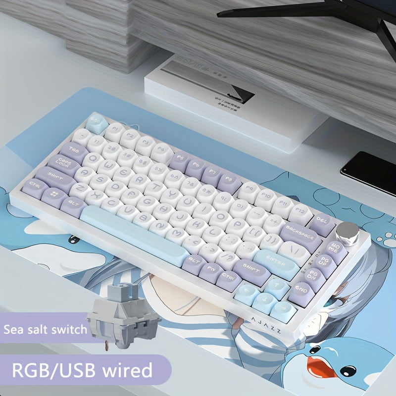 AJAZZ AK820MOA Wired Mechanical Keyboard Round PBT Keycaps Cute Girl ...