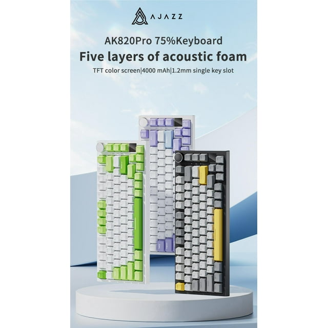 AJAZZ AK820PRO Black Gray Yellow Flying Fish Switch Triple Mode RGB DIY ...