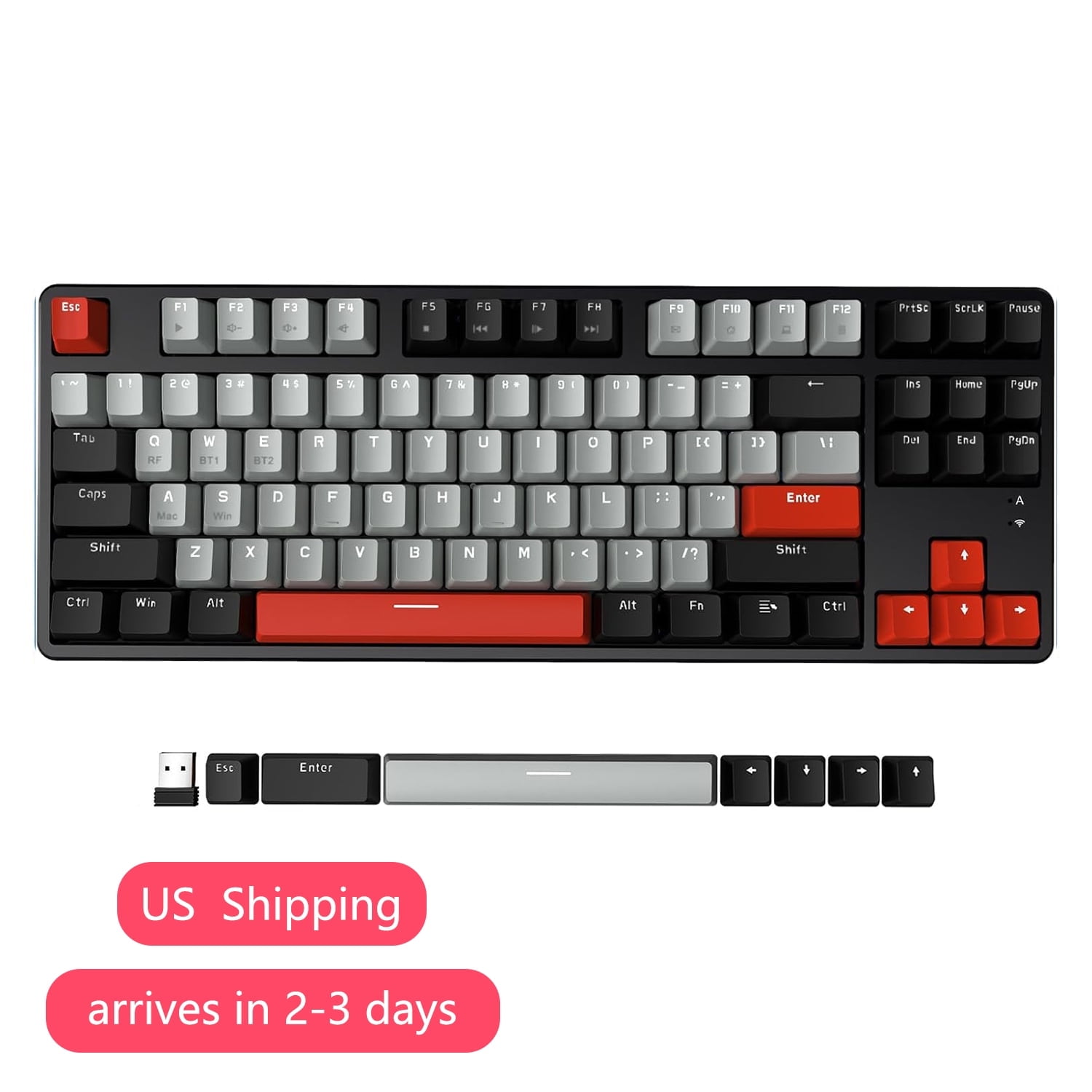 Ajazz AK871 Wireless Mechanical Keyboard - 75% Layout, USB Hub, 2.4GHz ...