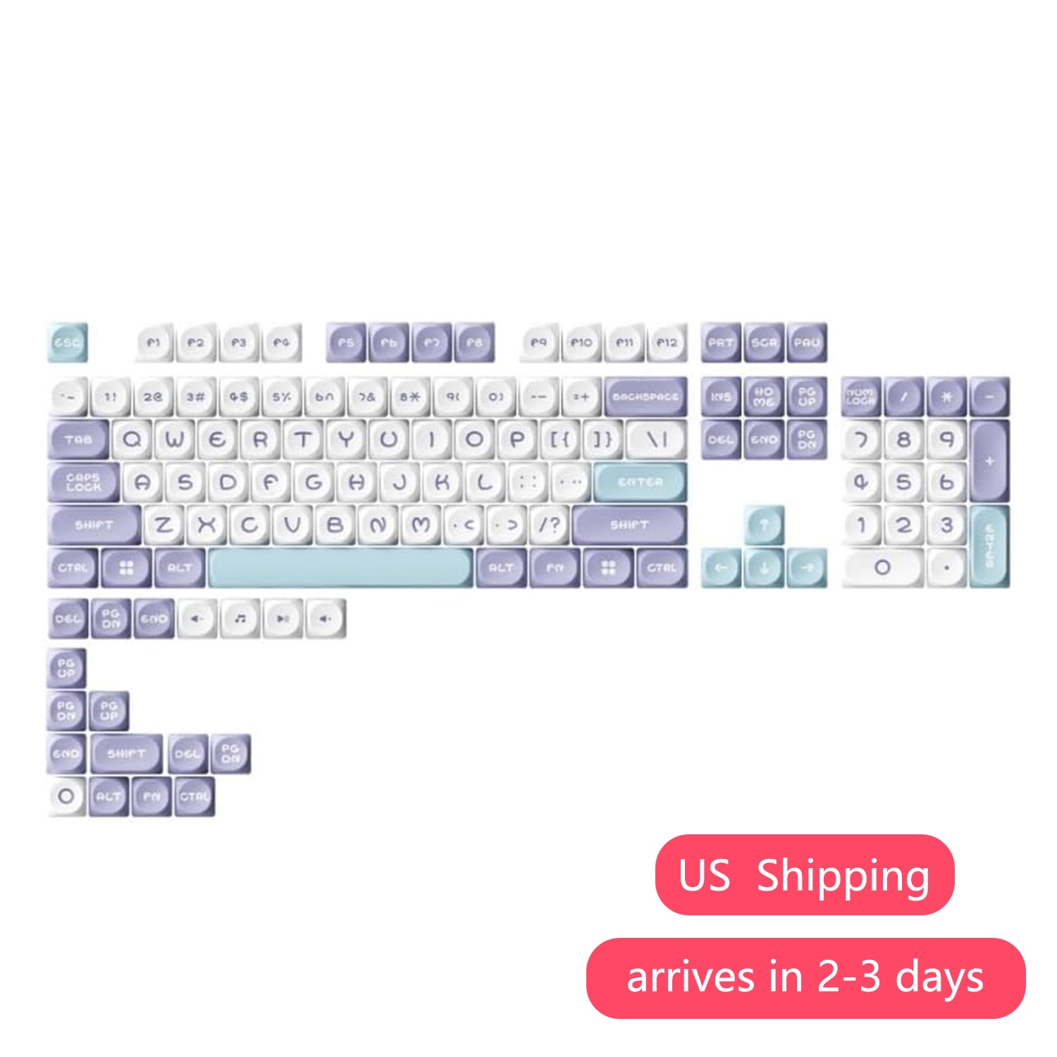 AJAZZ AKH122 MOA Profile PBT Keycap Set with Round Large Characters ...