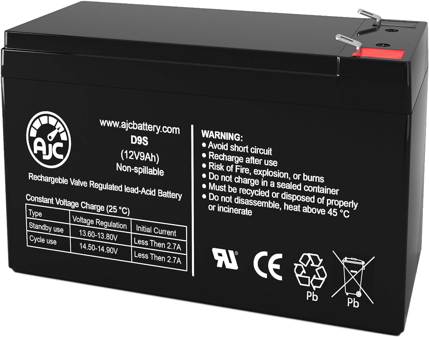 AJC Battery Compatible with Ritar RT1290 1290H 12V 9Ah Sealed Lead Acid ...