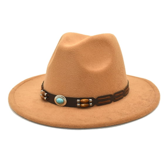 AJGRHE Adults Unisex Retro Western Cowboy Riding Hat Leather Belt Wide ...