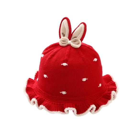 AJGRHE Baby Girl Winter Hat With Bow Knitted Ear Cap Soft Warm ...