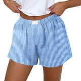 AJGRHE Boxer Shorts for Women Gingham Pajama 2026 Summer Casual Lounge ...