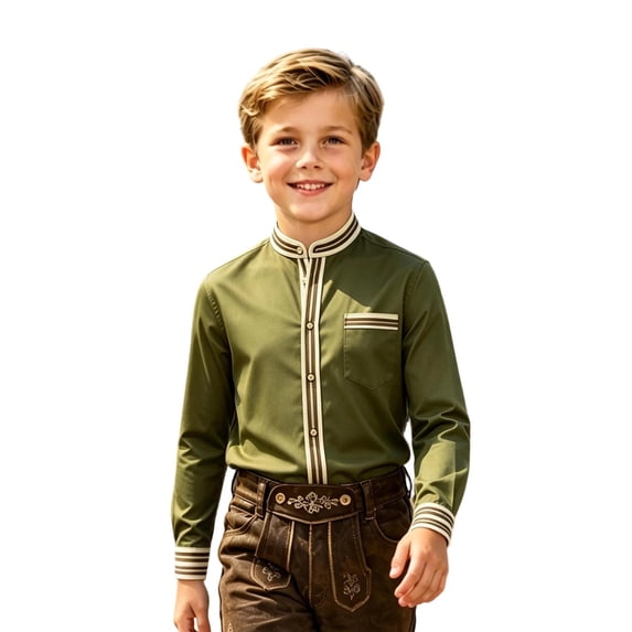 AJGRHE Boys Stand Collar Plaid Long Sleeve Button Down Shirt, Classic ...
