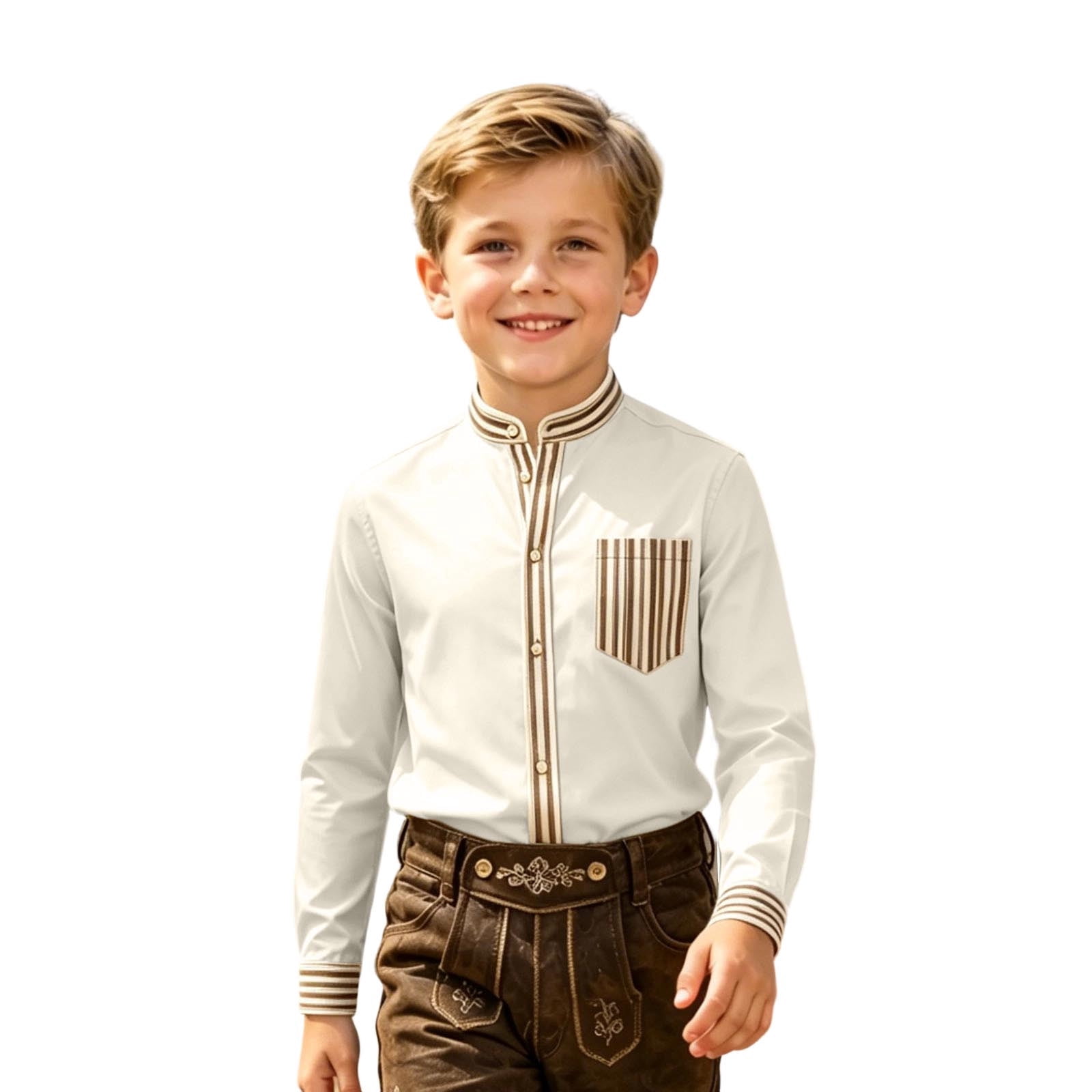 AJGRHE Boys Stand Collar Plaid Long Sleeve Button Down Shirt, Classic ...
