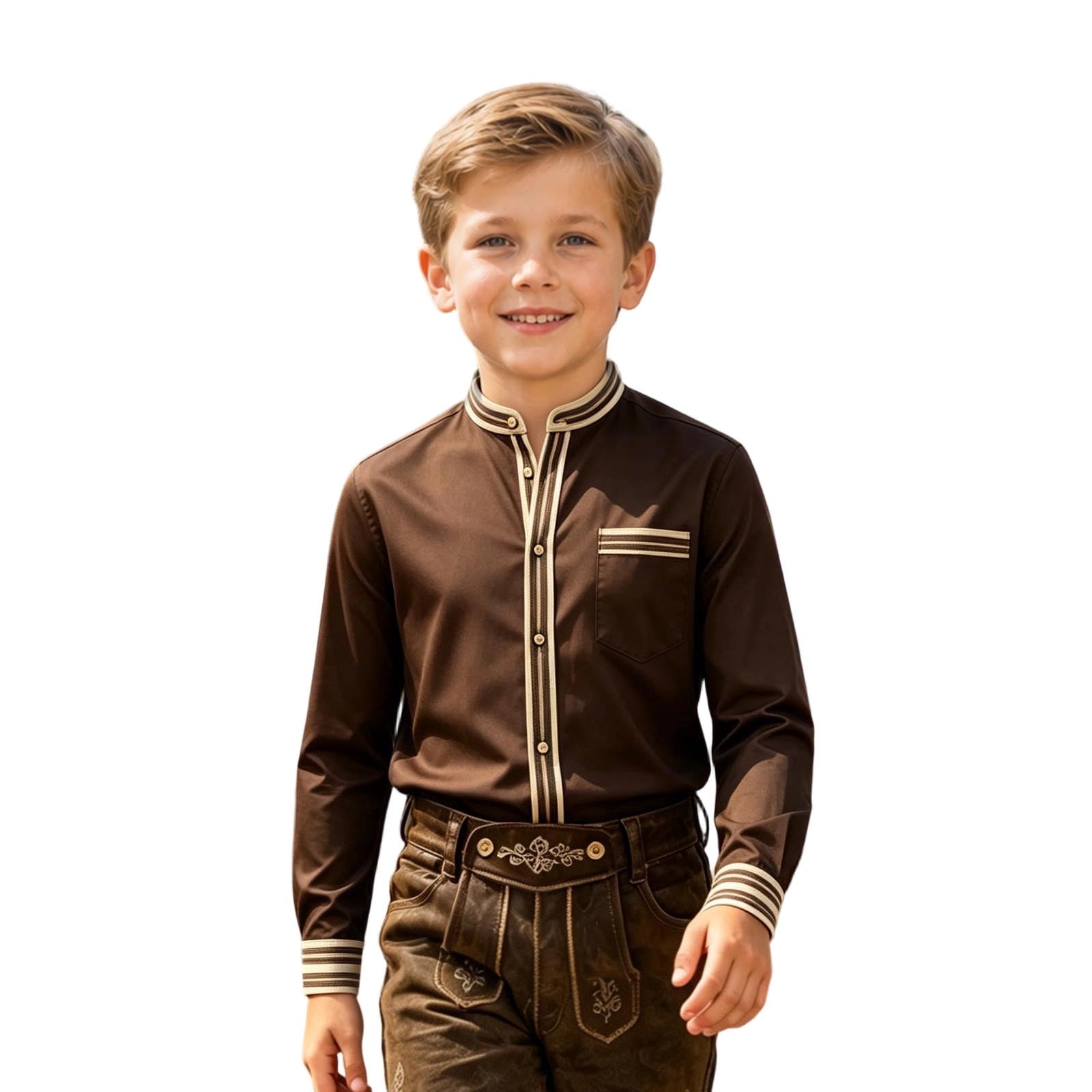 AJGRHE Boys Stand Collar Plaid Long Sleeve Button Down Shirt, Classic ...