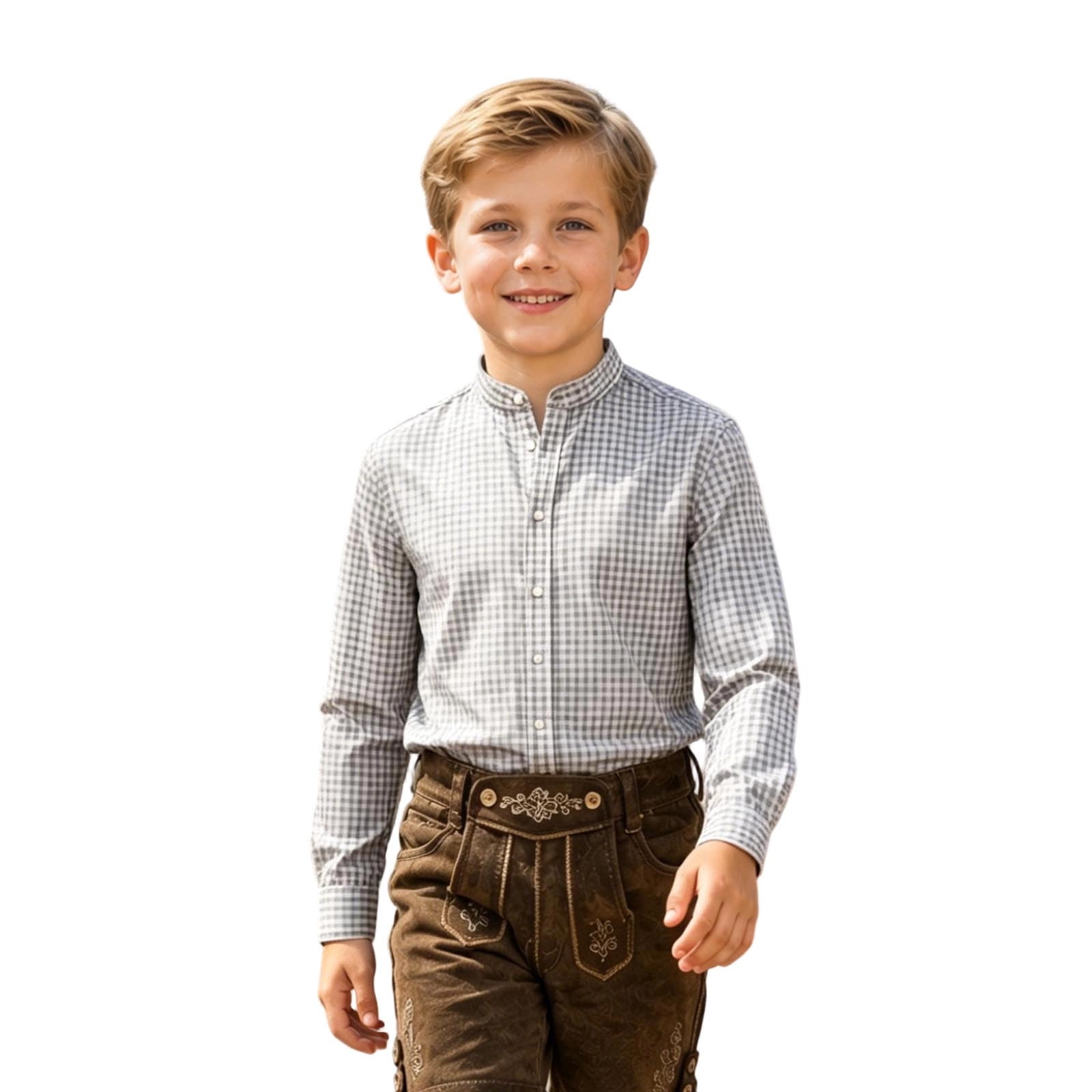 AJGRHE Boys Stand Collar Plaid Long Sleeve Button Down Shirt, Classic ...