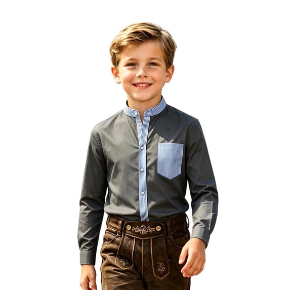 AJGRHE Boys Stand Collar Plaid Long Sleeve Button Down Shirt, Classic ...