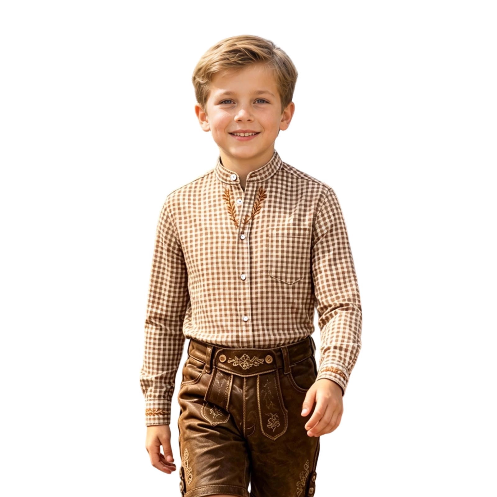 AJGRHE Boys Stand Collar Plaid Long Sleeve Button Down Shirt, Classic ...