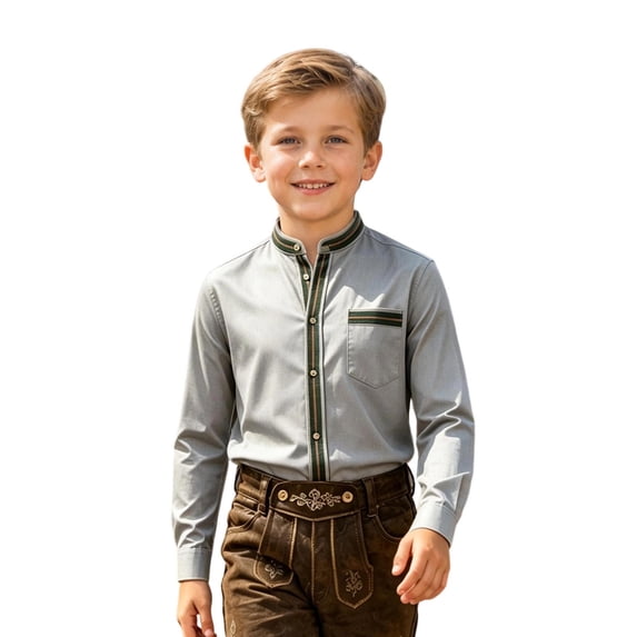 AJGRHE Boys Stand Collar Plaid Long Sleeve Button Down Shirt, Classic ...