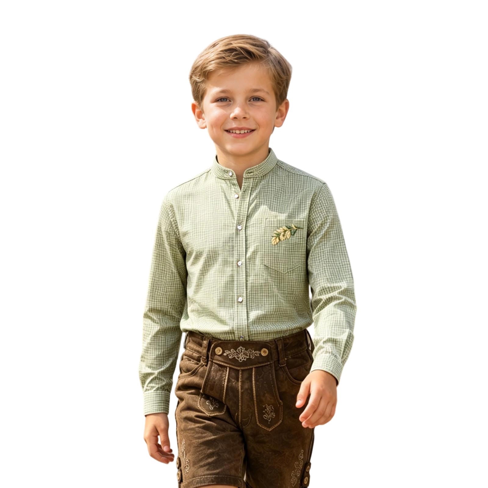 AJGRHE Boys Stand Collar Plaid Long Sleeve Button Down Shirt, Classic ...