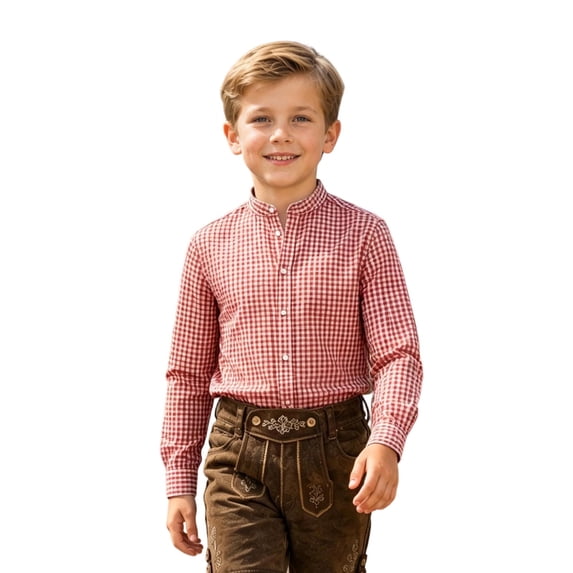 AJGRHE Boys Stand Collar Plaid Long Sleeve Button Down Shirt, Classic ...