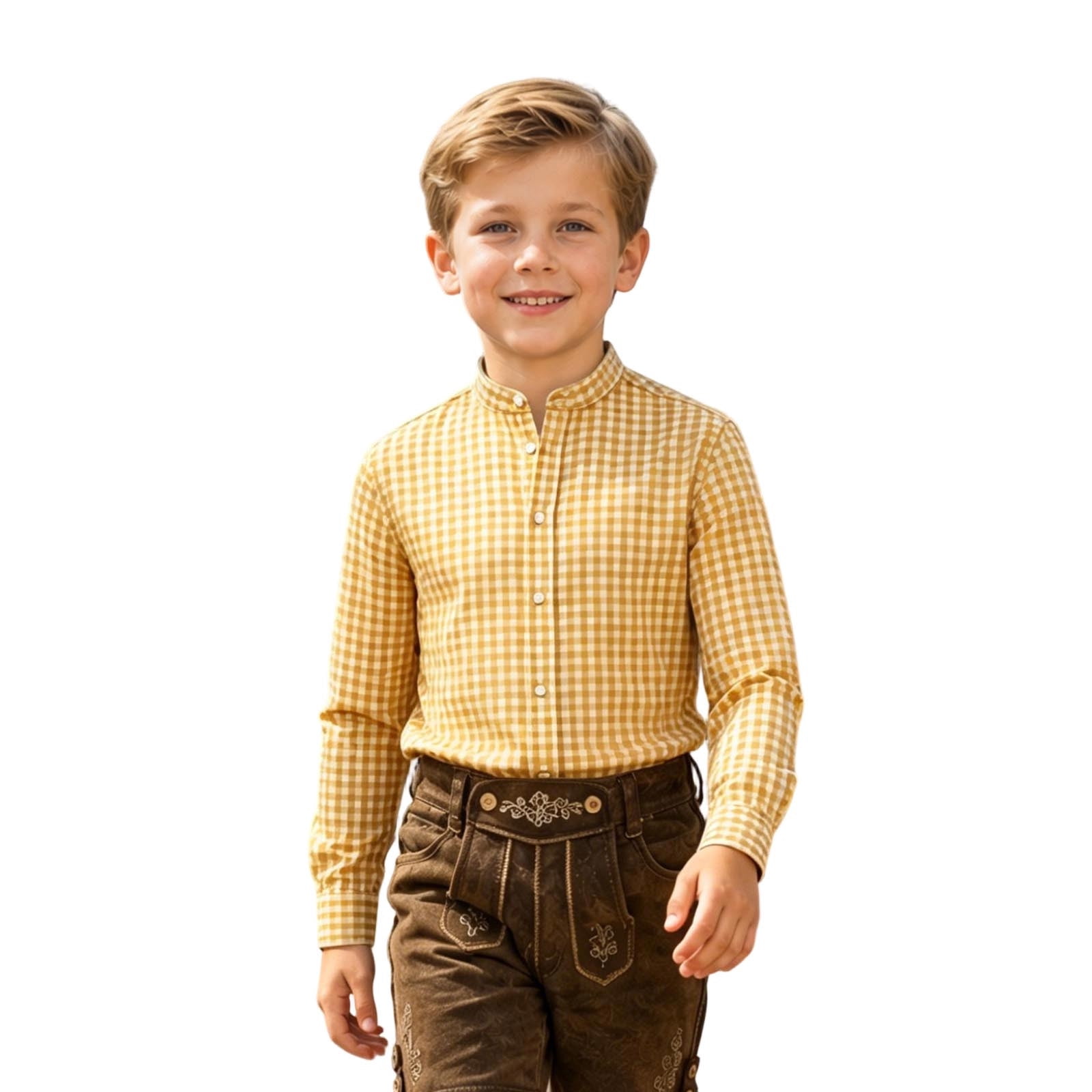AJGRHE Boys Stand Collar Plaid Long Sleeve Button Down Shirt, Classic ...