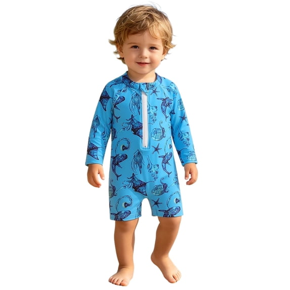 AJGRHE Boys Zip Front Long Sleeve One Piece Swimsuit, Construction ...
