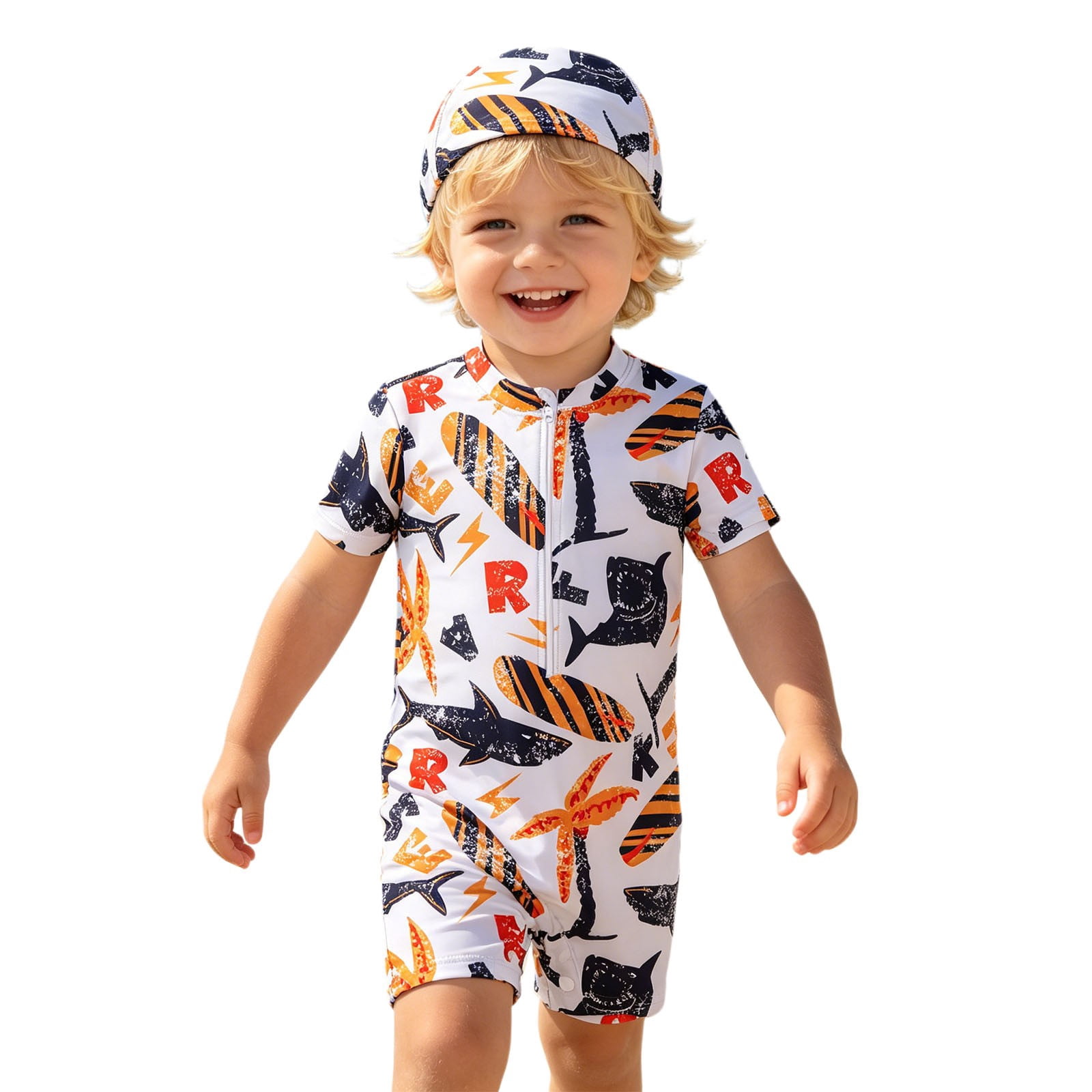 AJGRHE Boys Zip Front Long Sleeve One Piece Swimsuit, Construction ...