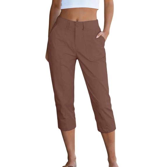 AJGRHE Capri Pants for Women High Waisted Relaxed Fit Elastic Waist ...
