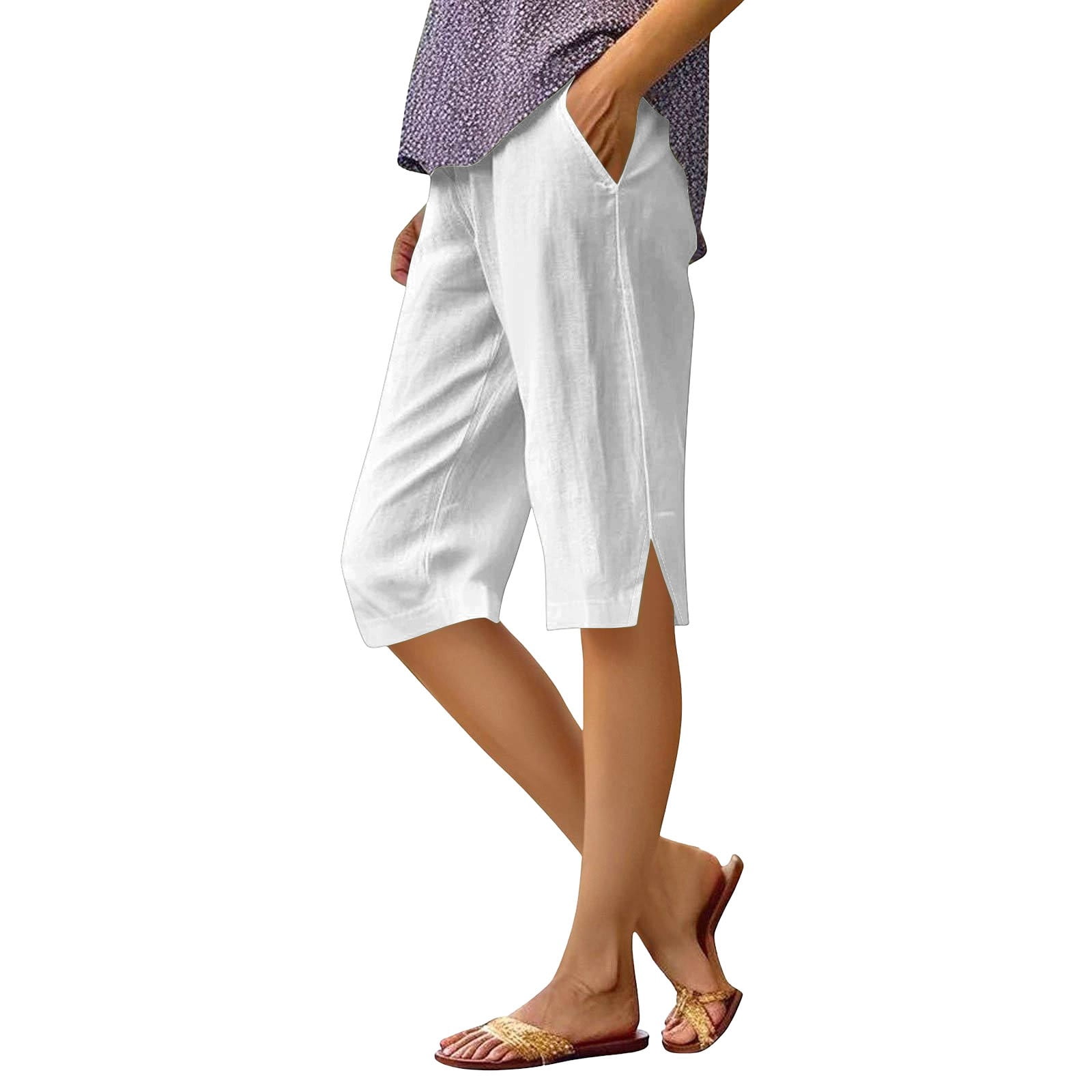 AJGRHE Casual Elastic Waist Loose Fit Pocket Shorts Comfortable Summer ...