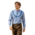 AJGRHE Classic Plaid Mandarin Collar Mens Shirt, Wheat Embroidery Long ...