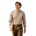 AJGRHE Classic Plaid Mandarin Collar Mens Shirt, Wheat Embroidery Long ...