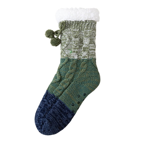 AJGRHE Crew Socks With Cute Pompoms Grip For Cozy Indoor Comfort Winter ...