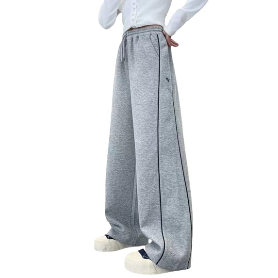 AJGRHE Girls Drawstring Waist Casual Pants, Side Stripe Wide Leg ...