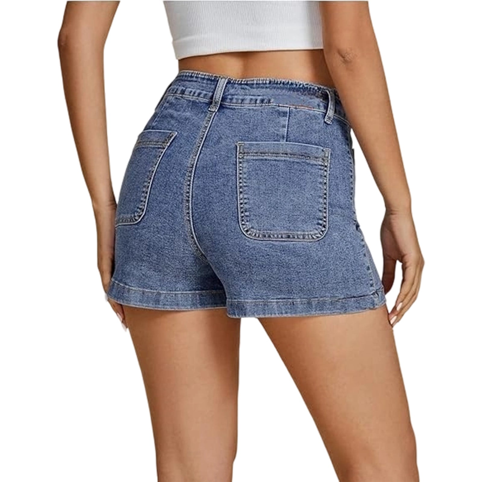 AJGRHE Jean Shorts for Women High Waisted Trendy Flat Pockets Cutoff ...
