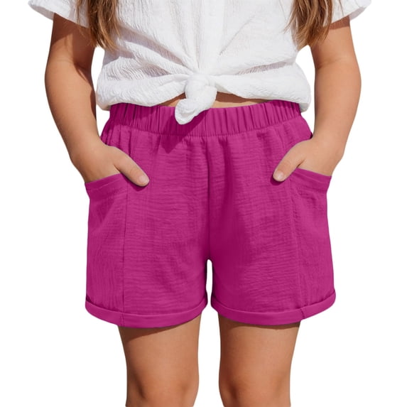 AJGRHE Kids Girls Casual Shorts Elastic Waist Soft Playwear Comfortable ...