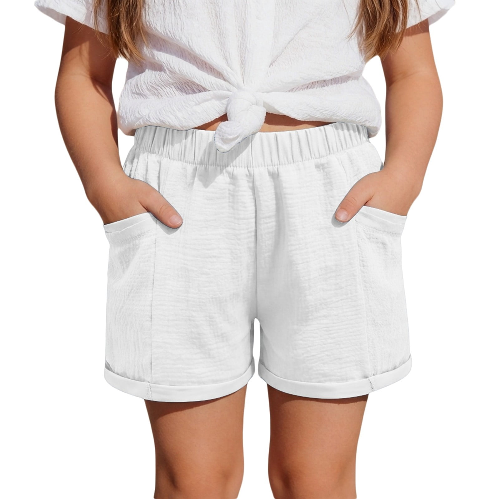 AJGRHE Kids Girls Casual Shorts Elastic Waist Soft Playwear Comfortable ...