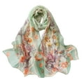 AJGRHE Lightweight Print Floral Pattern Silk Scarves For Women Fashion ...