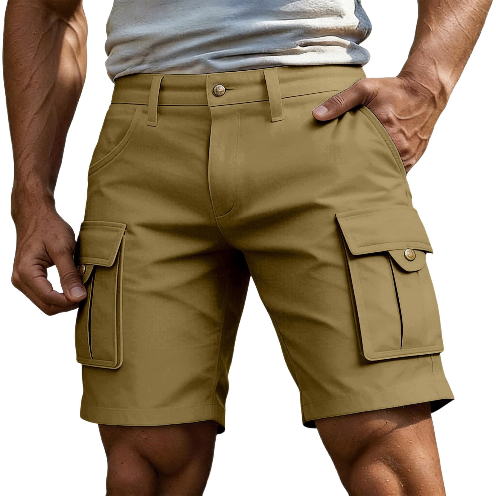 AJGRHE Men Training Shorts Men's Solid Casual Workwear Shorts for ...