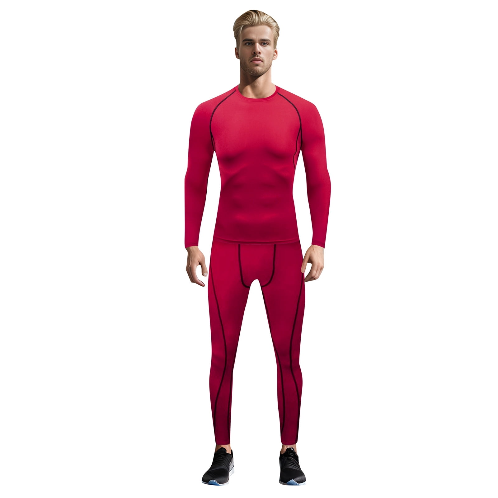 AJGRHE Men's Casual Fitness Drying Elastic Long Sleeve Sports Suit Gym ...