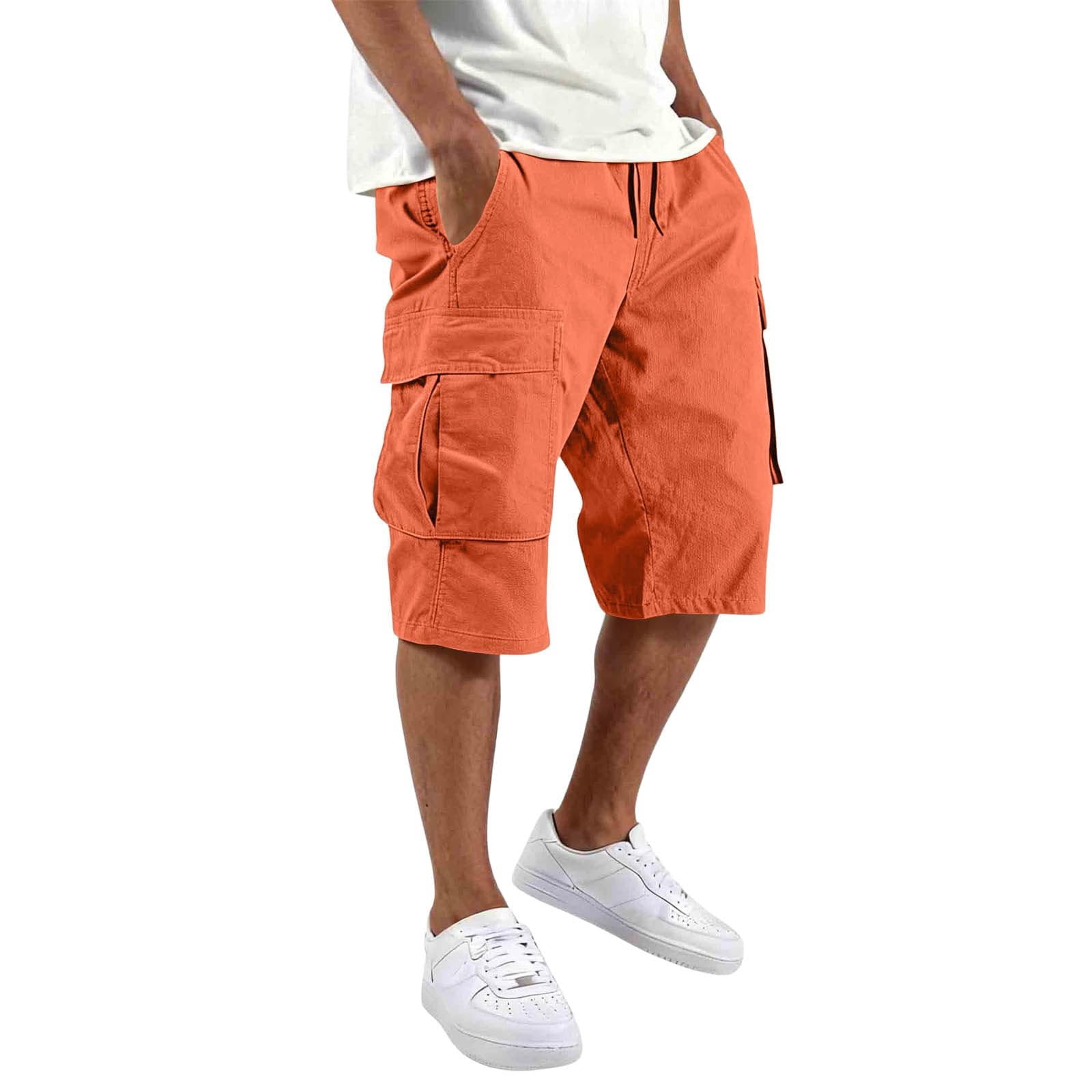 AJGRHE Men's Casual Shorts Elastic Drawstring Cargo Shorts with Deep ...