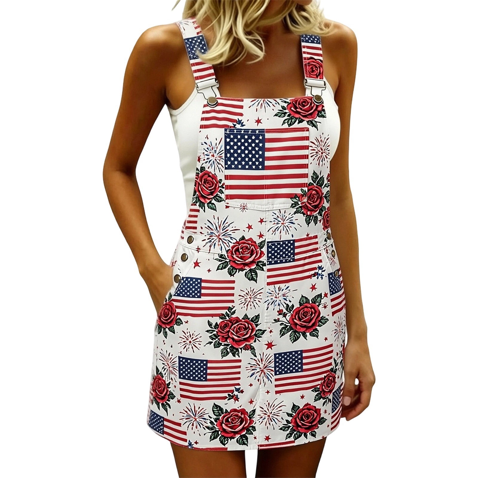 AJGRHE Overall Dress for Women Skirt Summer Shorts Romper with Pockets ...