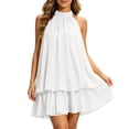 AJGRHE Party Dress for Women Feel Ruffled Bubble Dress Self-Tie Strap ...