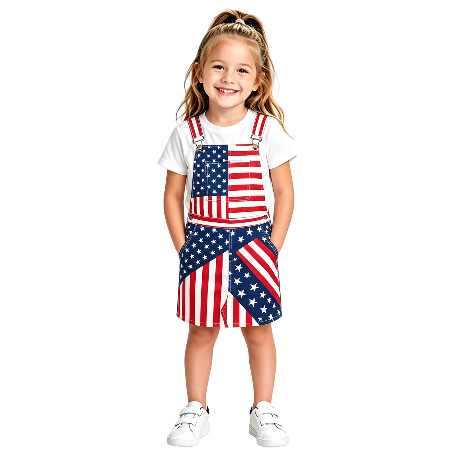 AJGRHE Patriotic Star and Stripe Printed Overall Skirt, Girls ...