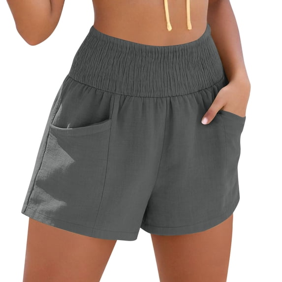 AJGRHE Shorts for Women Summer Casual Elastic High Waisted Wide Leg ...