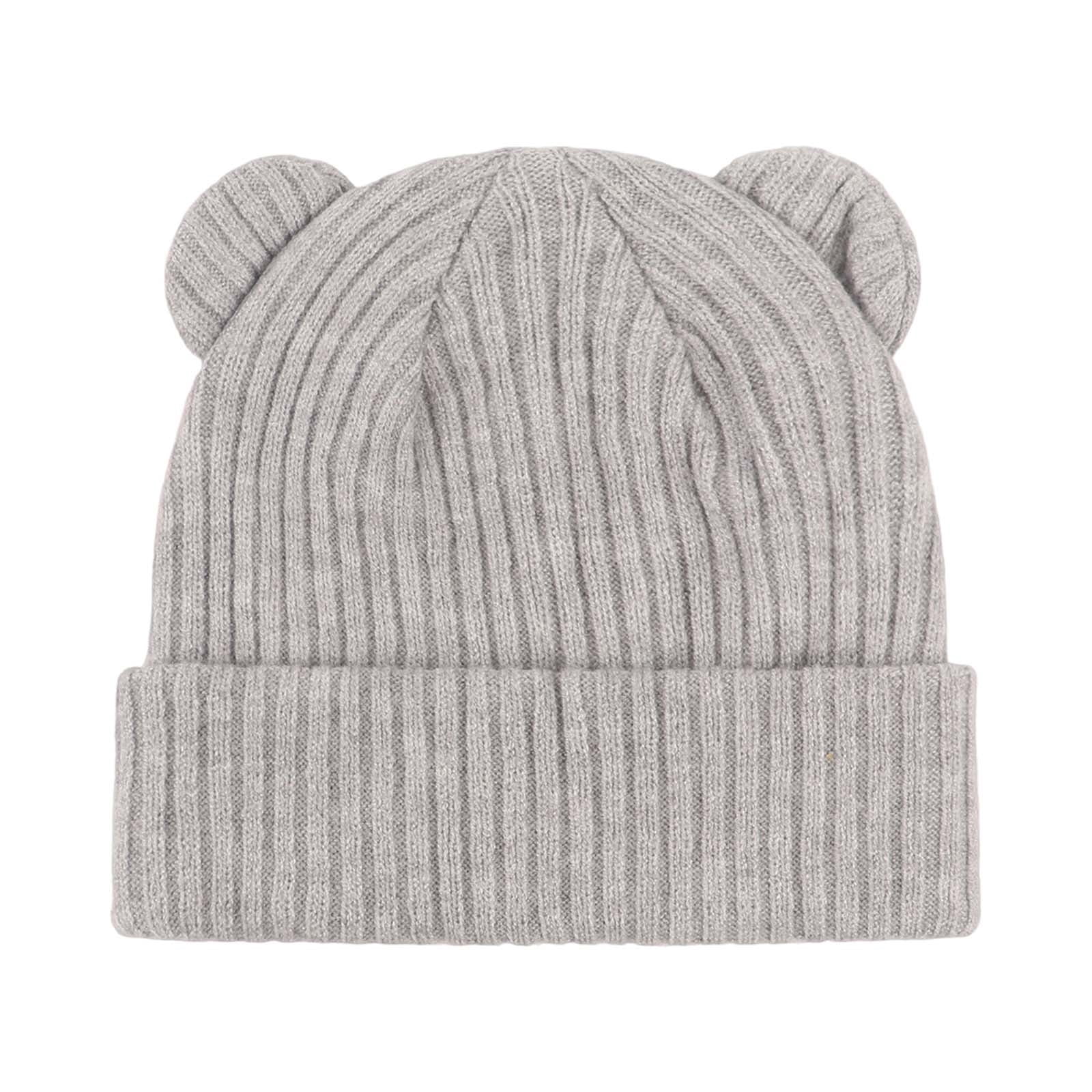 AJGRHE Soft Stretch Knit Kids Hat For Boys Girls With Adorable Bear ...