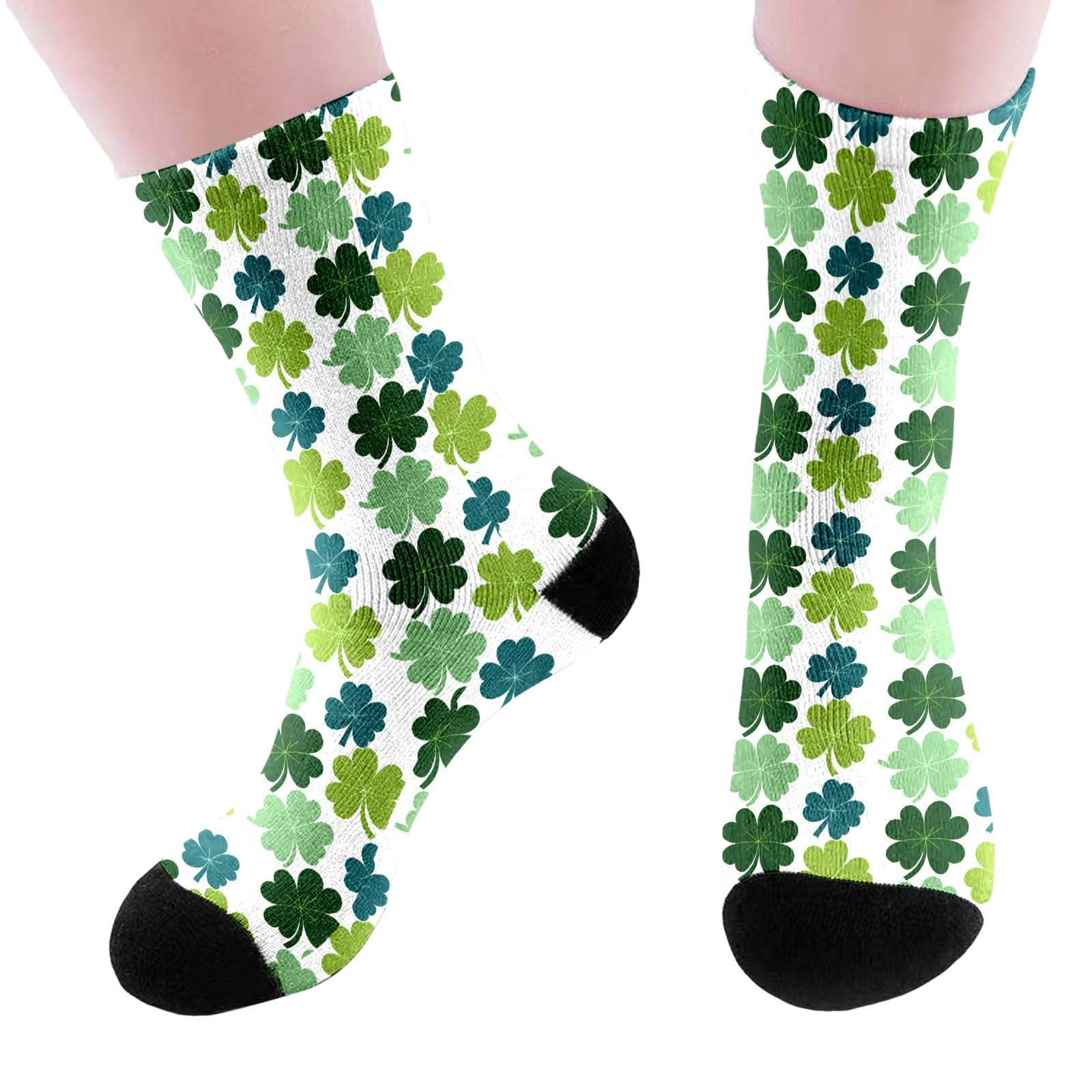 AJGRHE Stretch Rib Mid Calf Socks for Men and Women Unisex St Day Print ...
