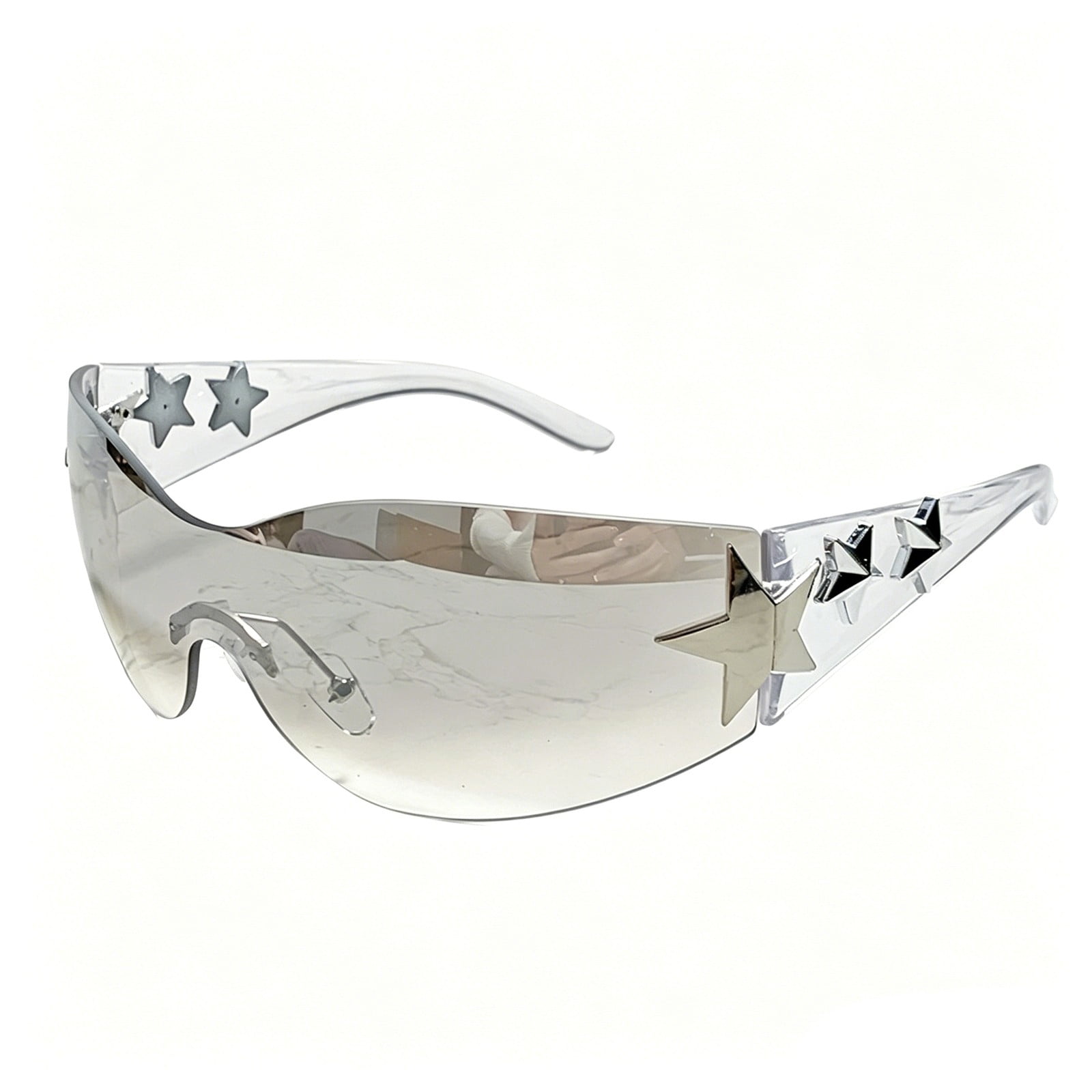 AJGRHE Trendy Y2K Sunglasses, Star Shades, One Piece Transparent Tinted ...
