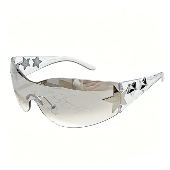 AJGRHE Trendy Y2K Sunglasses, Star Shades, One Piece Transparent Tinted ...