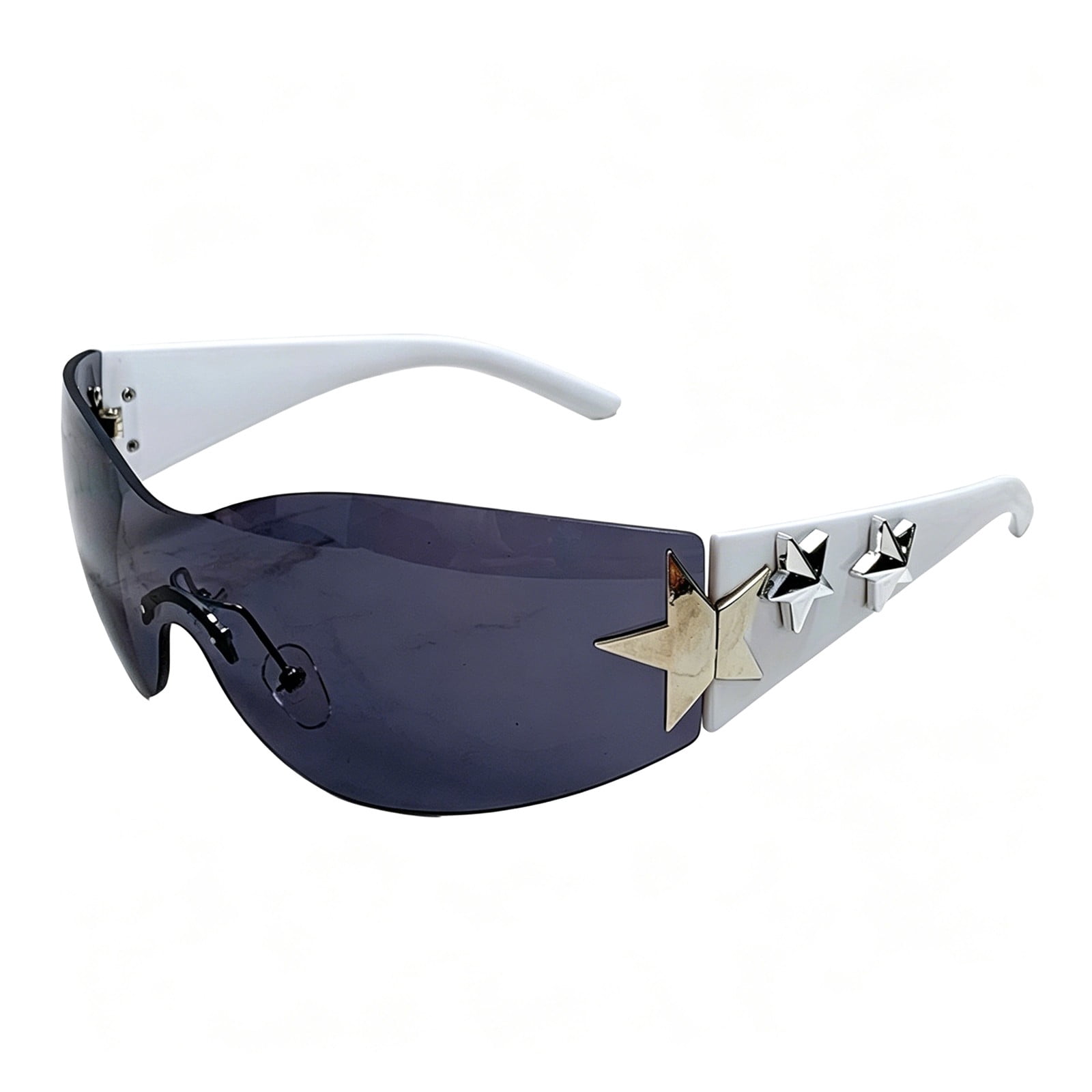 AJGRHE Trendy Y2K Sunglasses, Star Shades, One Piece Transparent Tinted ...
