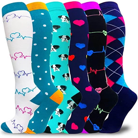 AJGRHE Women 6PC Long Compression Socks Leggings Outdoor Sports Running ...