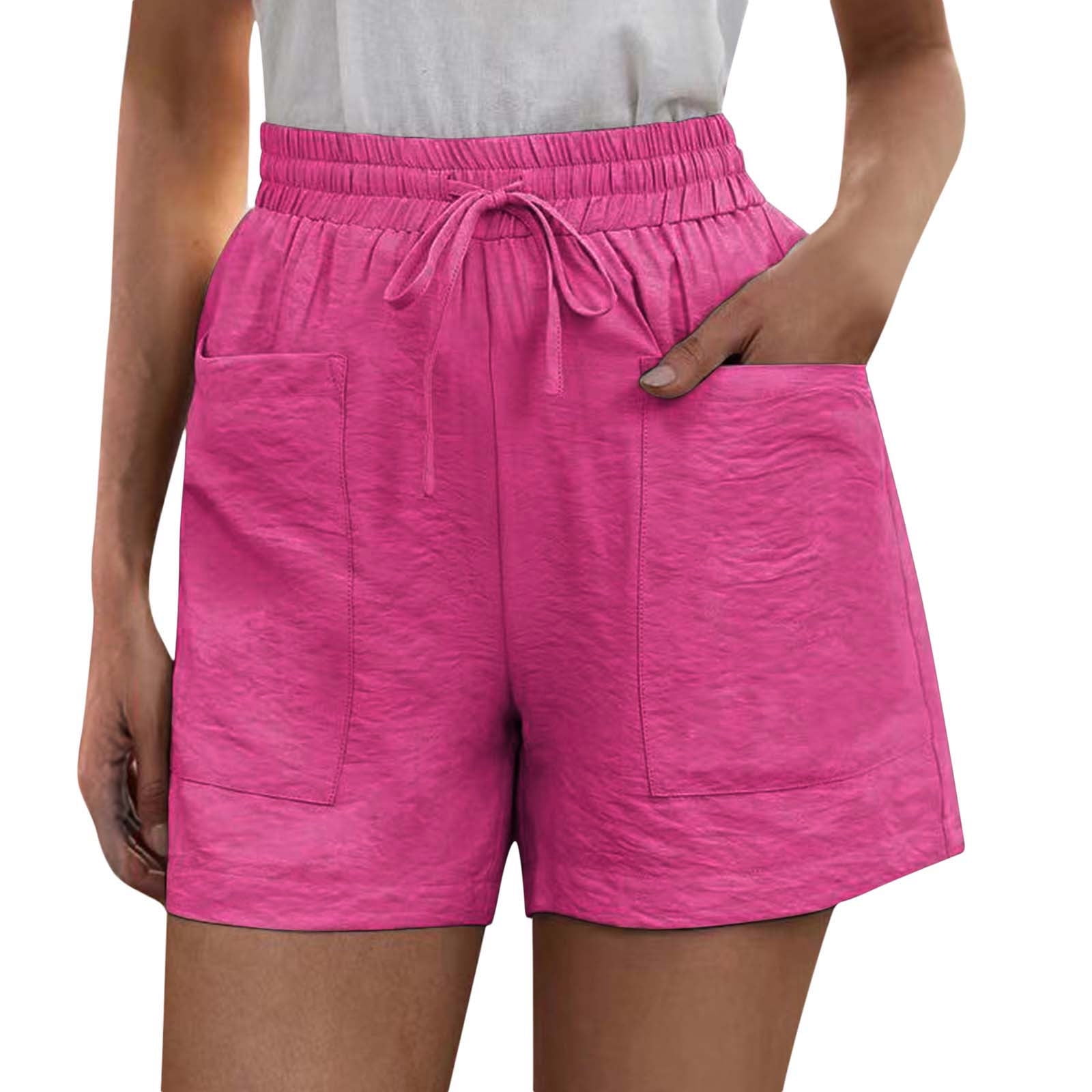 AJGRHE Women Casual Summer Elastic Waist Comfy Shorts With Pockets Hot ...