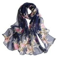 AJGRHE Women Lightweight Print Floral Silk Scarves Fashion Shawl Wraps ...