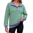 AJGRHE Women Oversized Striped Crewneck Sweatshirt Long Sleeve Color ...